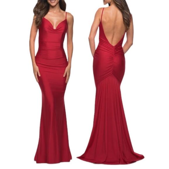 La Femme | Dresses | La Femme 3366 Jersey Ruched Mermaid Gown | Poshmark